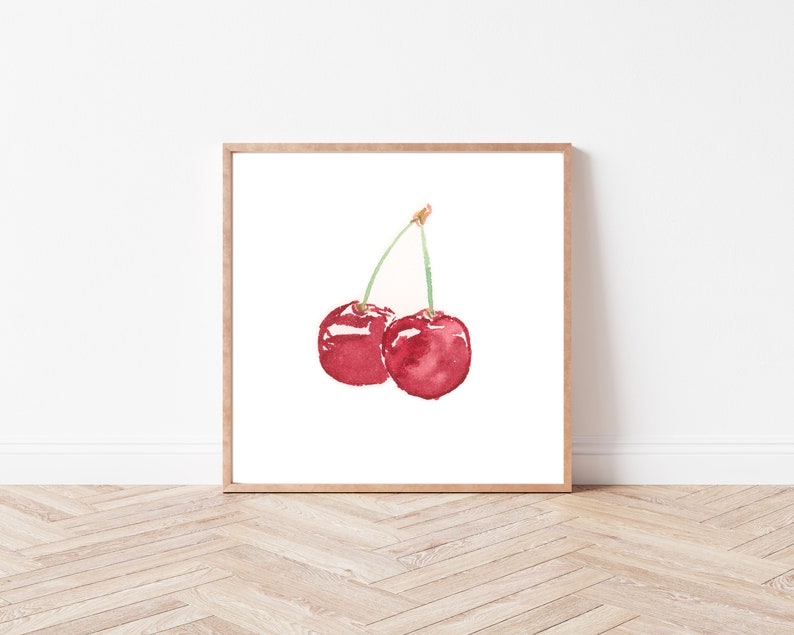 Cherry Duo Print, Cherry Wall Art, Cherries Illustration, Watercolor ...