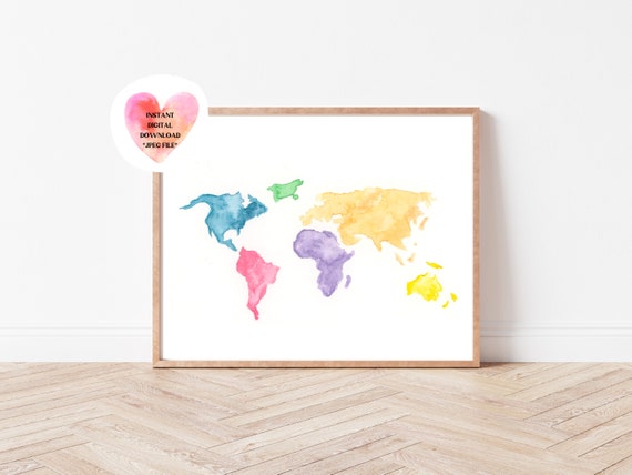 Colorful Educational Printable World Map Homeschooling World - Etsy