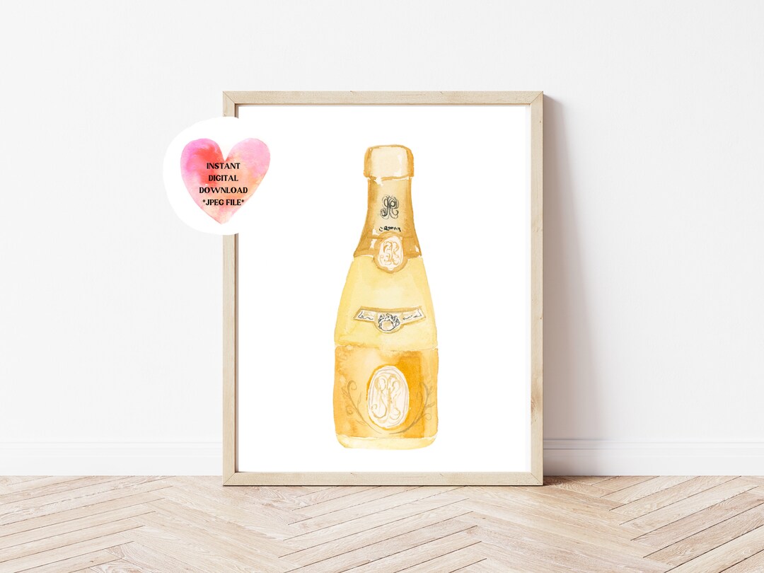 Champagne Bottle 5 Printable Wall Art, Champagne Wall Art, Champagne ...
