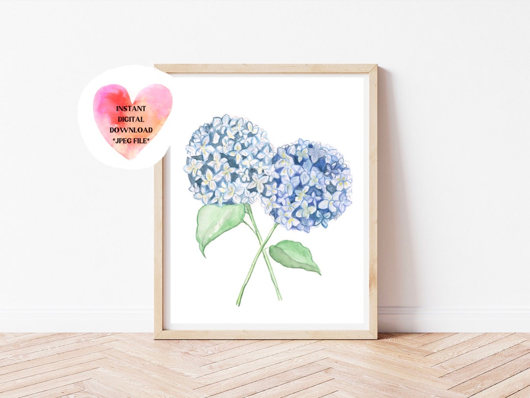 Hydrangea Print, Blue Hydrangea Print, Hydrangea Home Decor, Digital ...