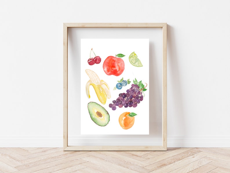 Fruit Party Print, Fruit Printable Art, Kitchen Decor, Kitchen ...