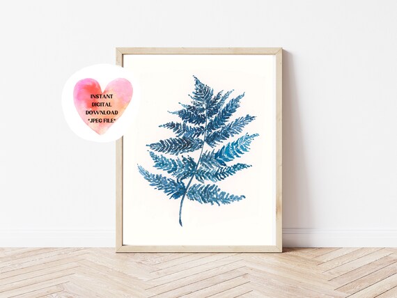 Blue Fern Wall Art Blue Fern Design Blue Fern Illustration | Etsy