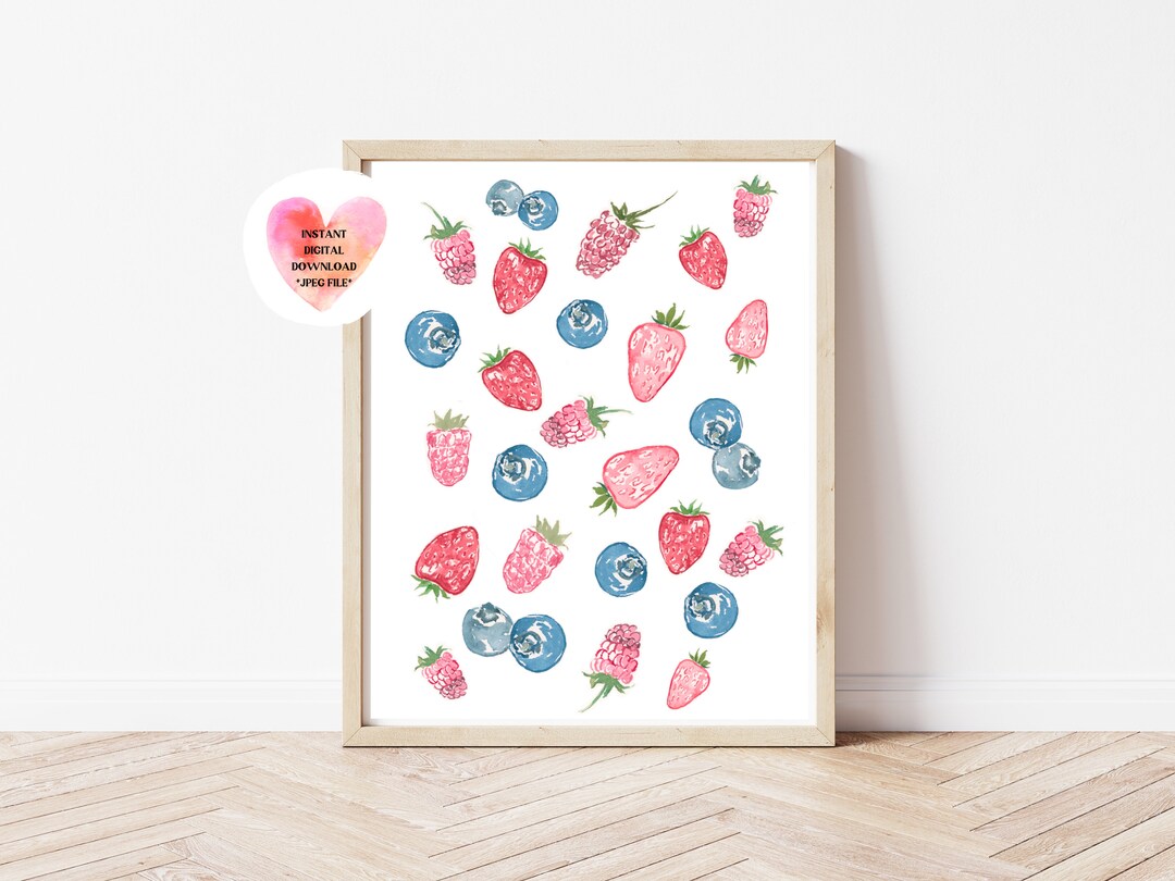 Berry Party Print, Berry Printable, Berry Art, Berry Fruit Design ...
