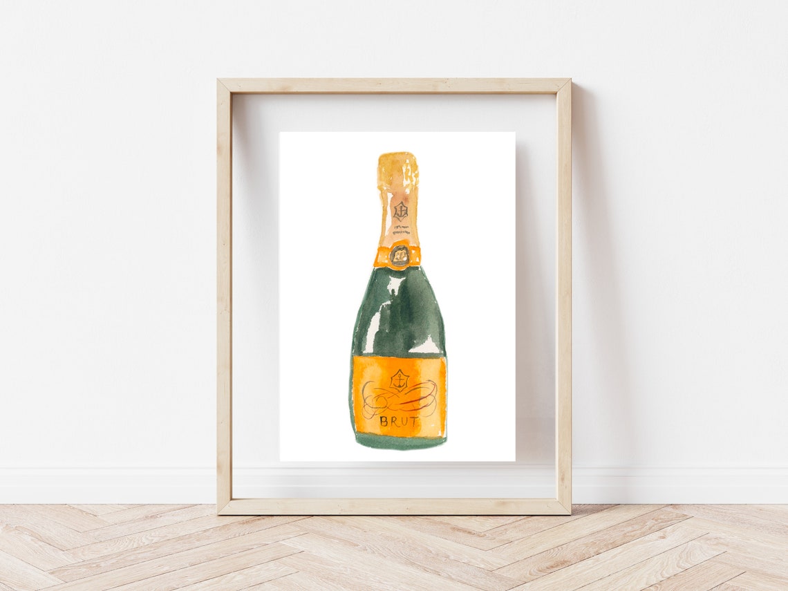 Champagne Bottle 2 Printable Wall Art, Champagne Wall Art, Champagne ...