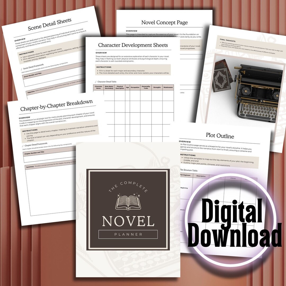 Editable Novel Planner Template | Digital Writing Template ...