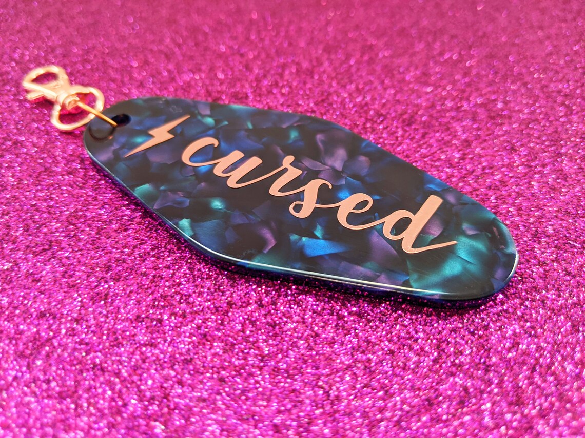 Cursed Key Glitter Keychain cursed Cosmic Blessed - Etsy