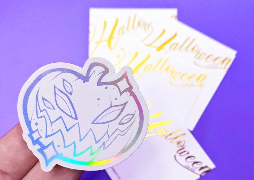 Corrupted Pumpkin Enamel Pin or Holo Sticker Jack | Etsy