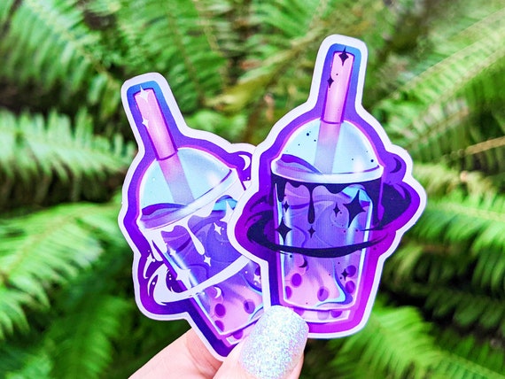 Cosmic Boba Tea holo Sticker Kawaii Galaxy Holographic | Etsy