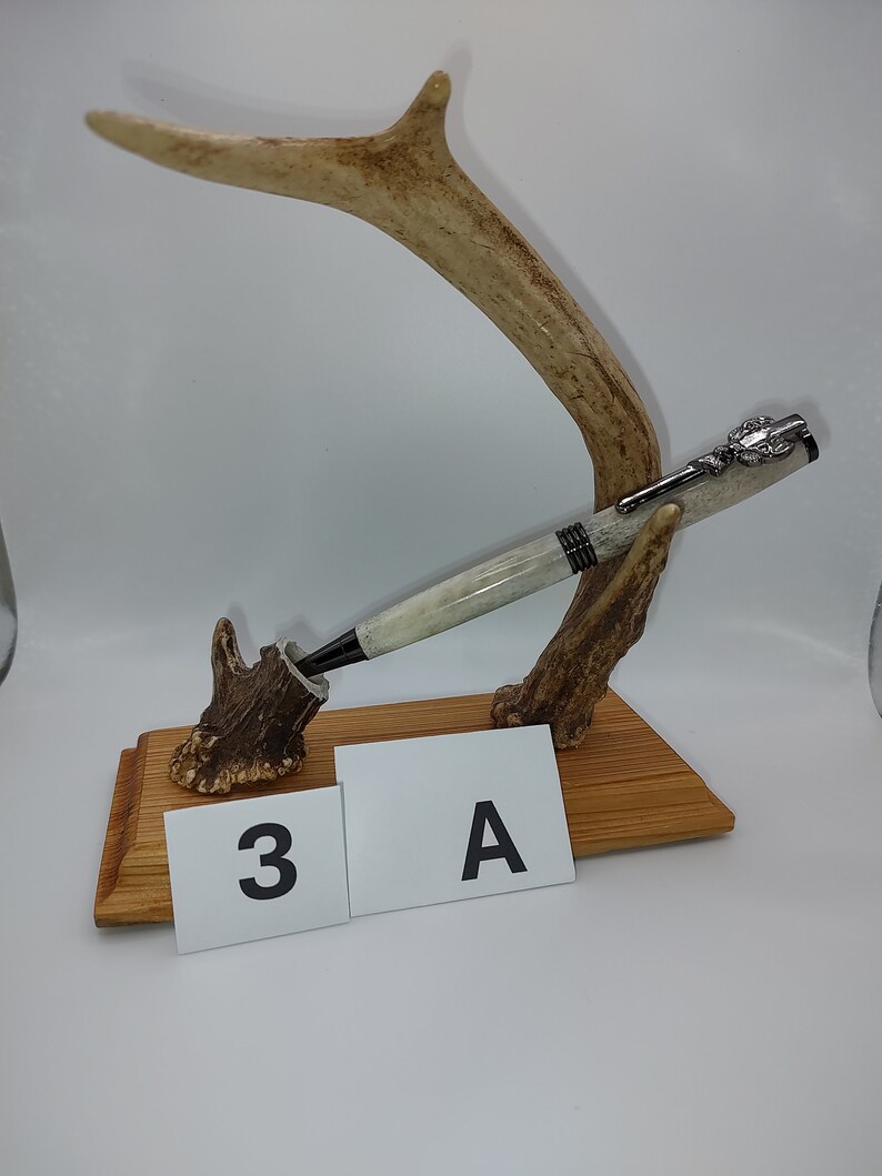 White Tailed Deer Antler Pen With Desk Stand - Etsy