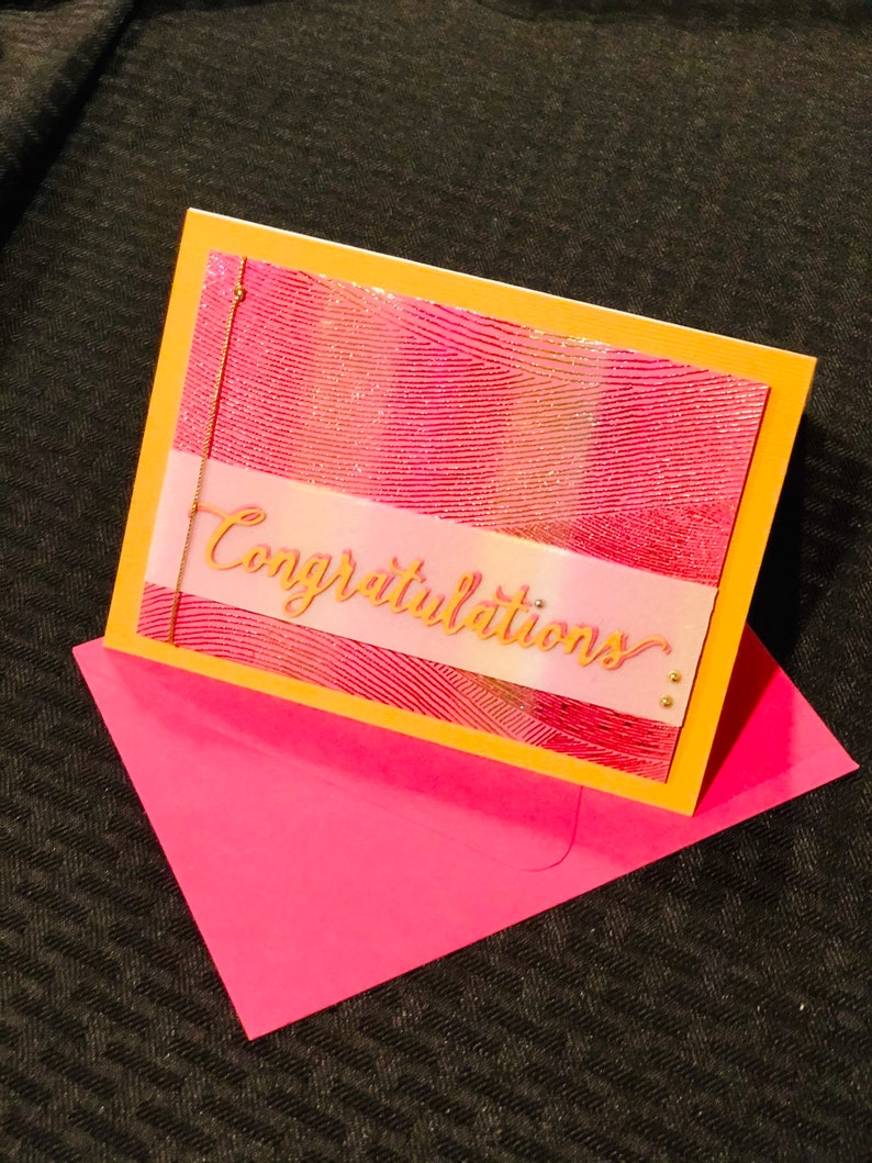 Pink Congratulations Card Greeting Card Handmade Rainbow | Etsy