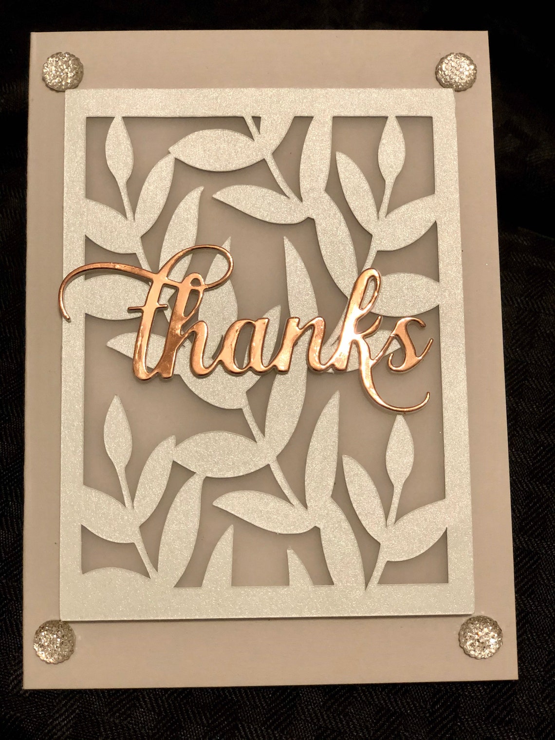Thank You Handmade Card Metallic Thank You Rosegold | Etsy