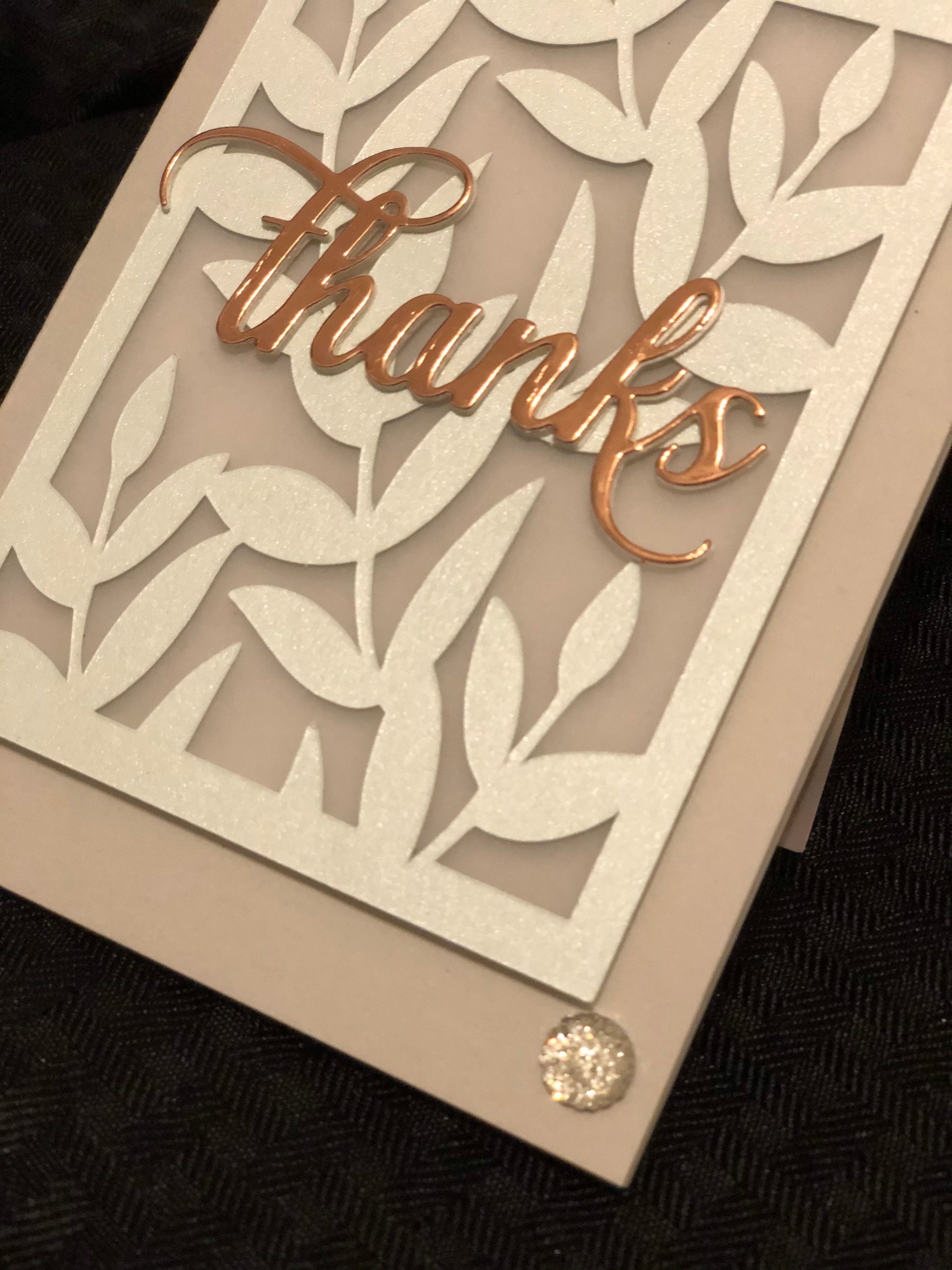 Thank You Handmade Card Metallic Thank You Rosegold Greeting Card ...