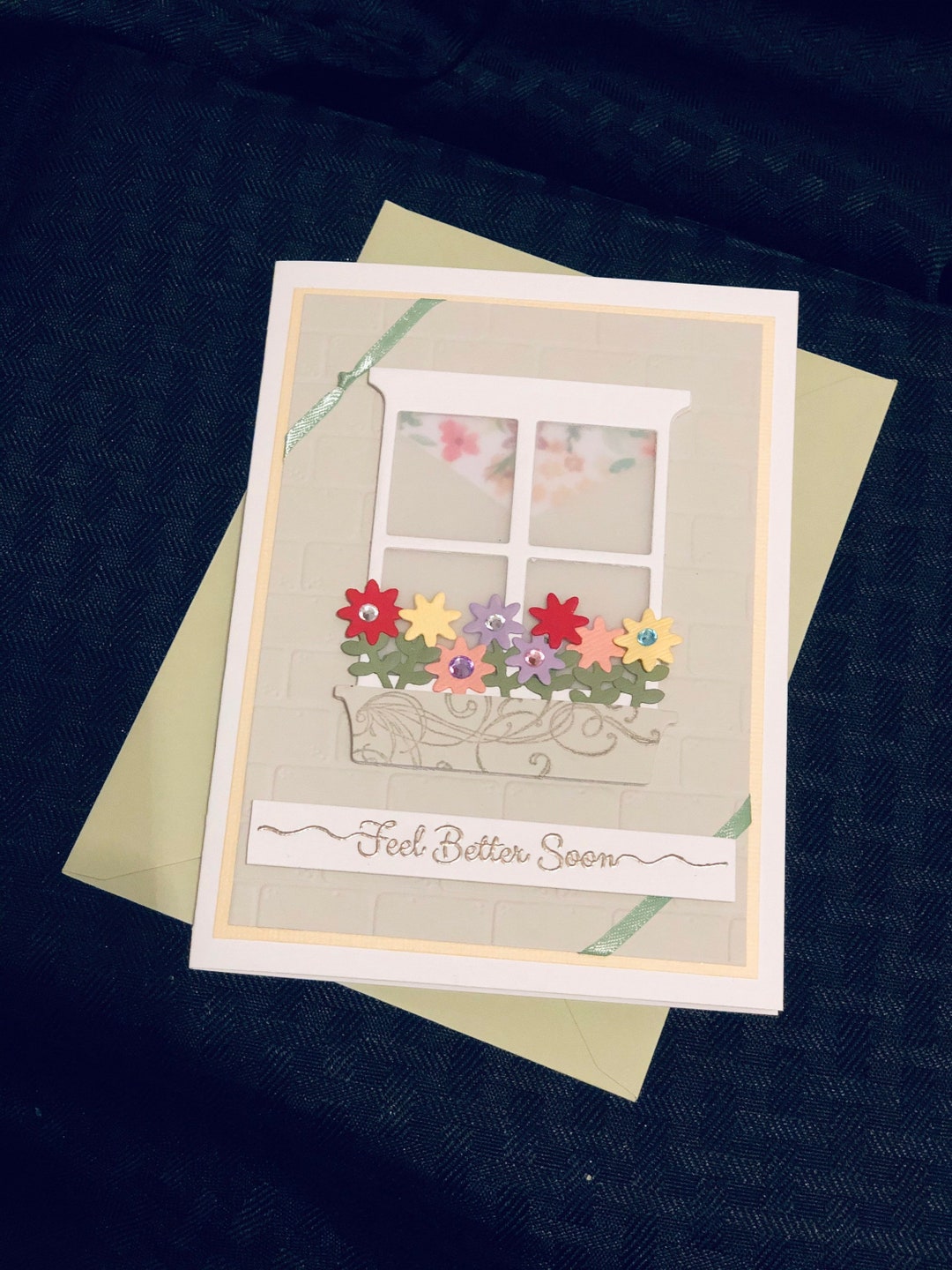 Get Well Window Handmade Card | Feel Better Soon Card | Flower Garden ...