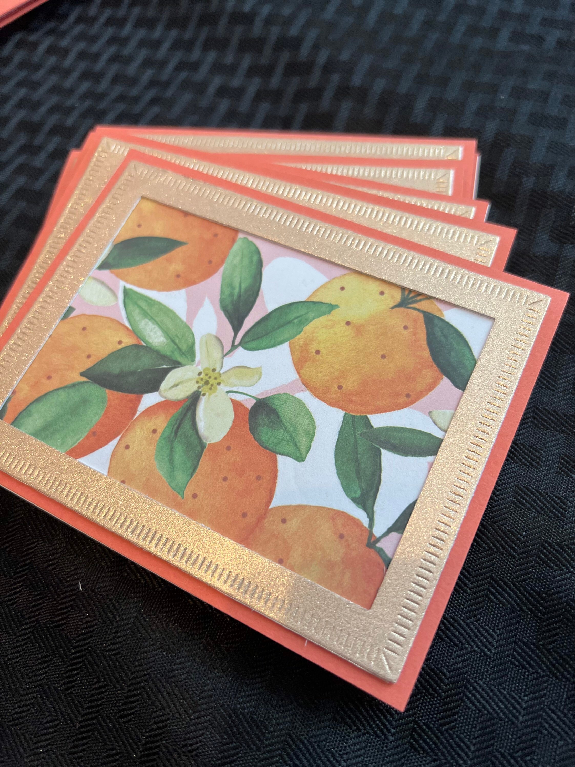Citrus Note Card Set of 6 Handmade Cards Oranges and Florals Premium ...