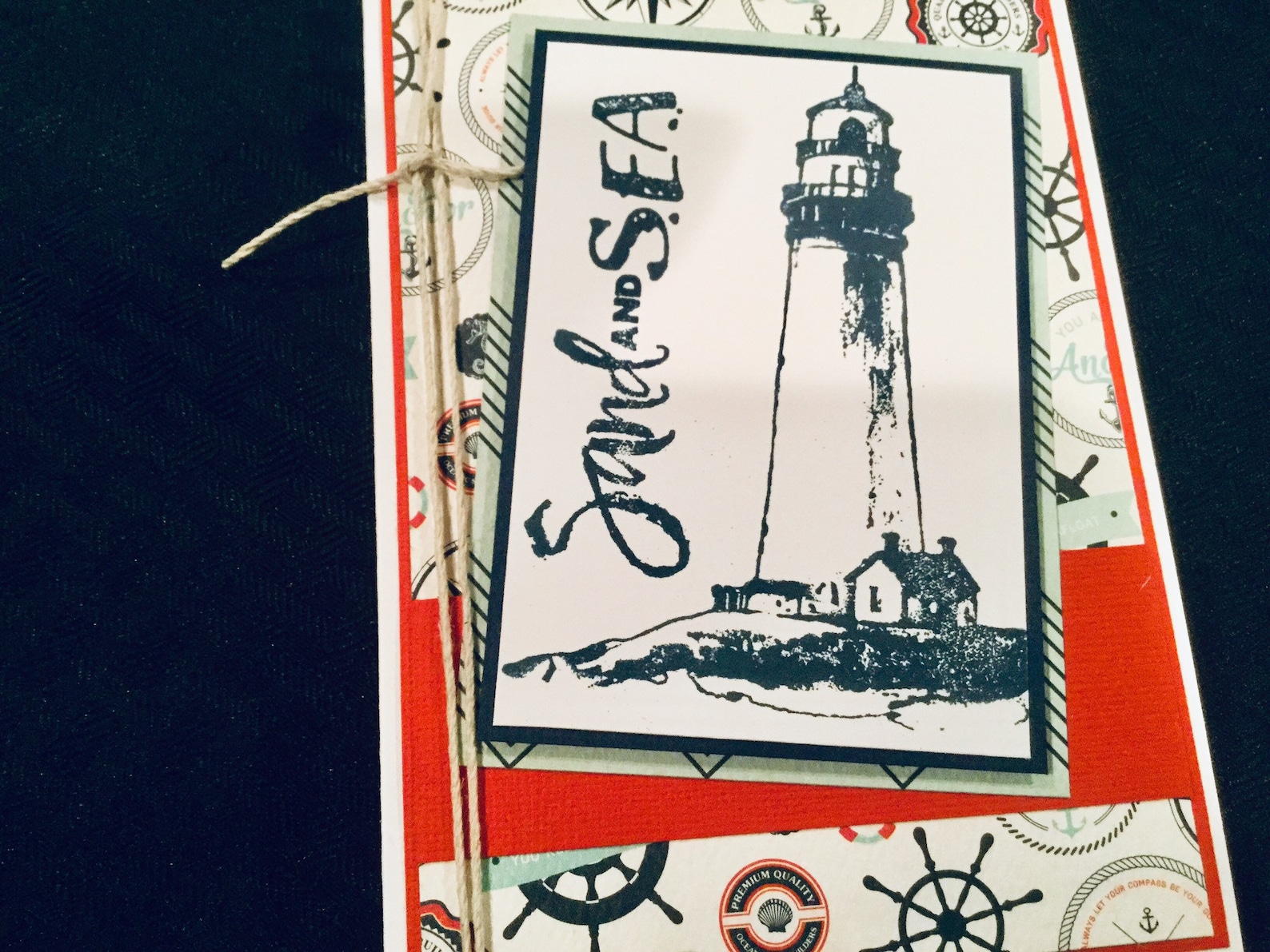 Lighthouse Card, Handmade Greeting Card, Sand and Sea, Card for Father ...