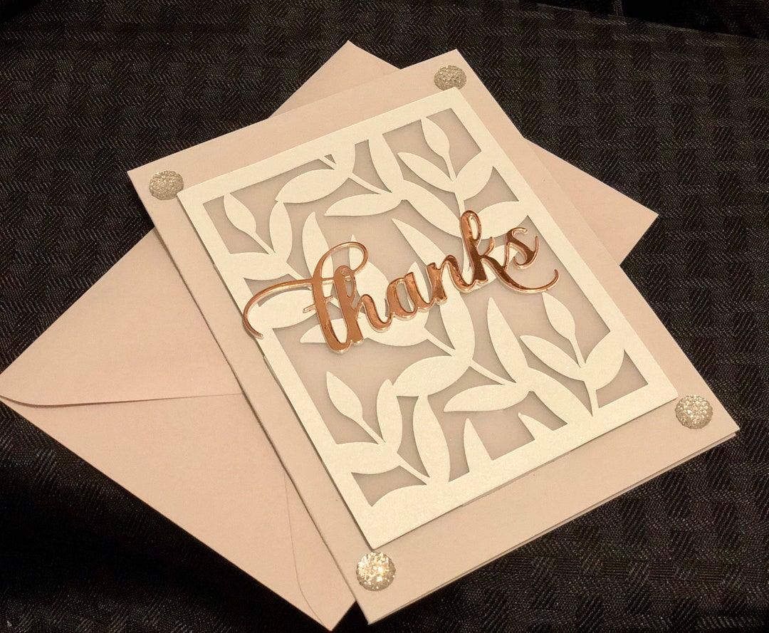 Thank You Handmade Card | Metallic Thank You | Rosegold Greeting Card ...