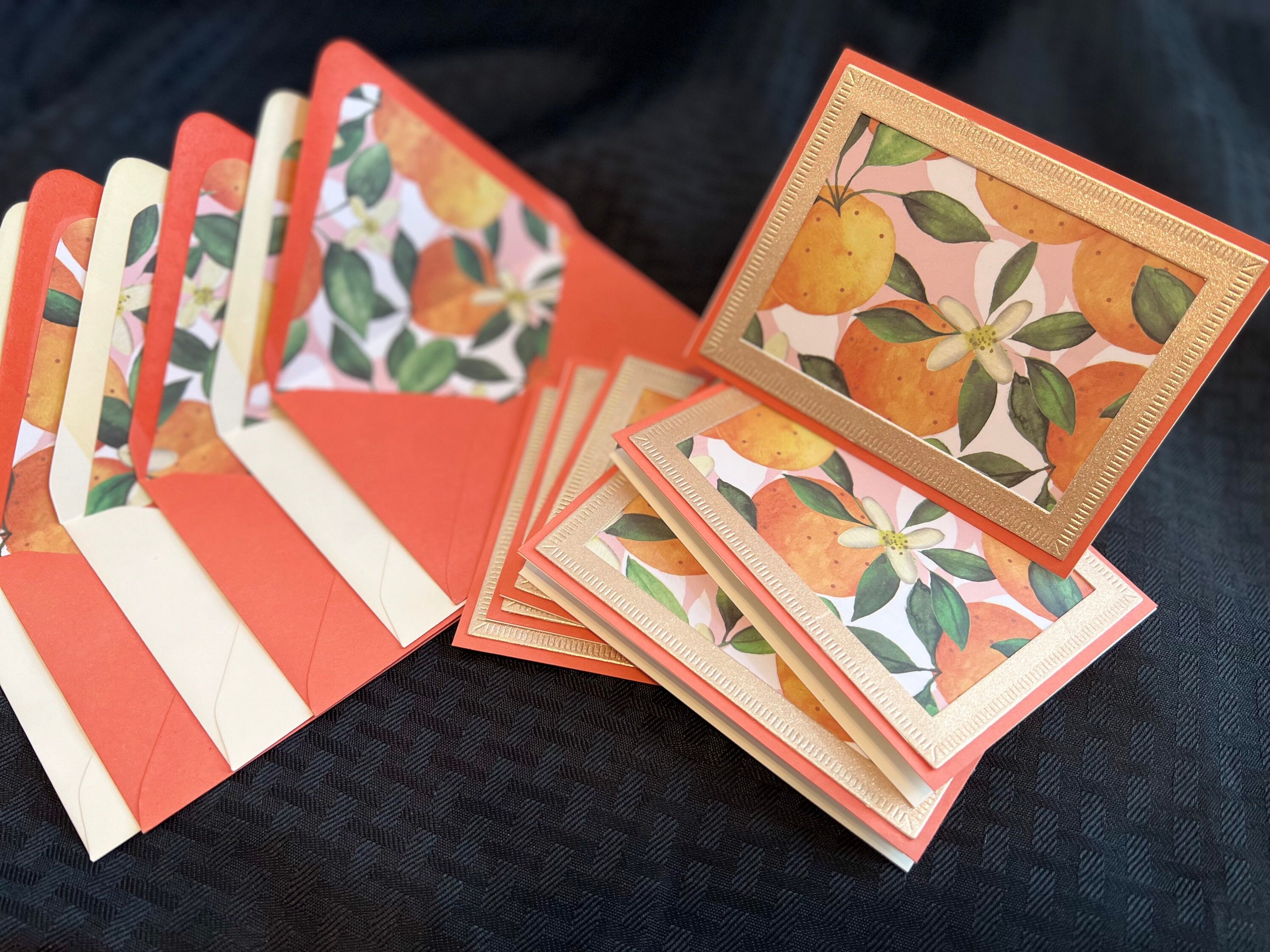 Citrus Note Card Set of 6 Handmade Cards Oranges and Florals Premium ...