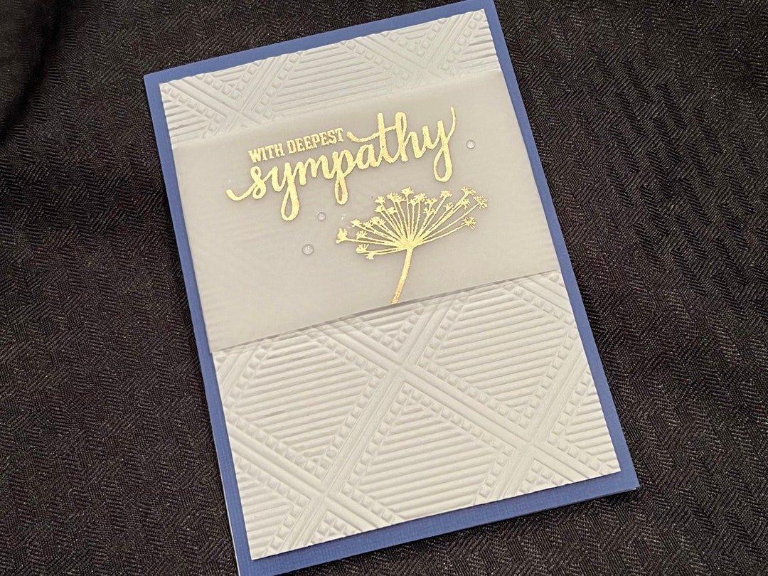 Handmade Blue Sympathy Card: Gold Dandelion Embossed Vellum - Etsy