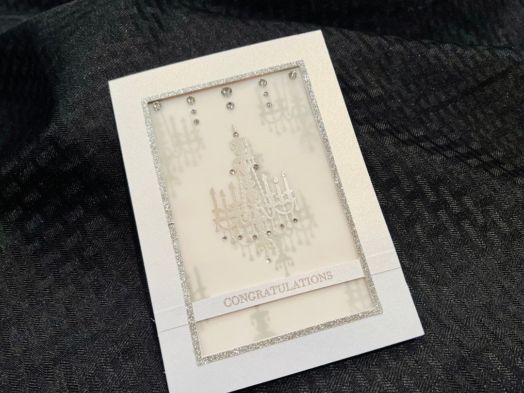Chandelier Wedding Congratulations Card, Gemstone Wedding Card ...