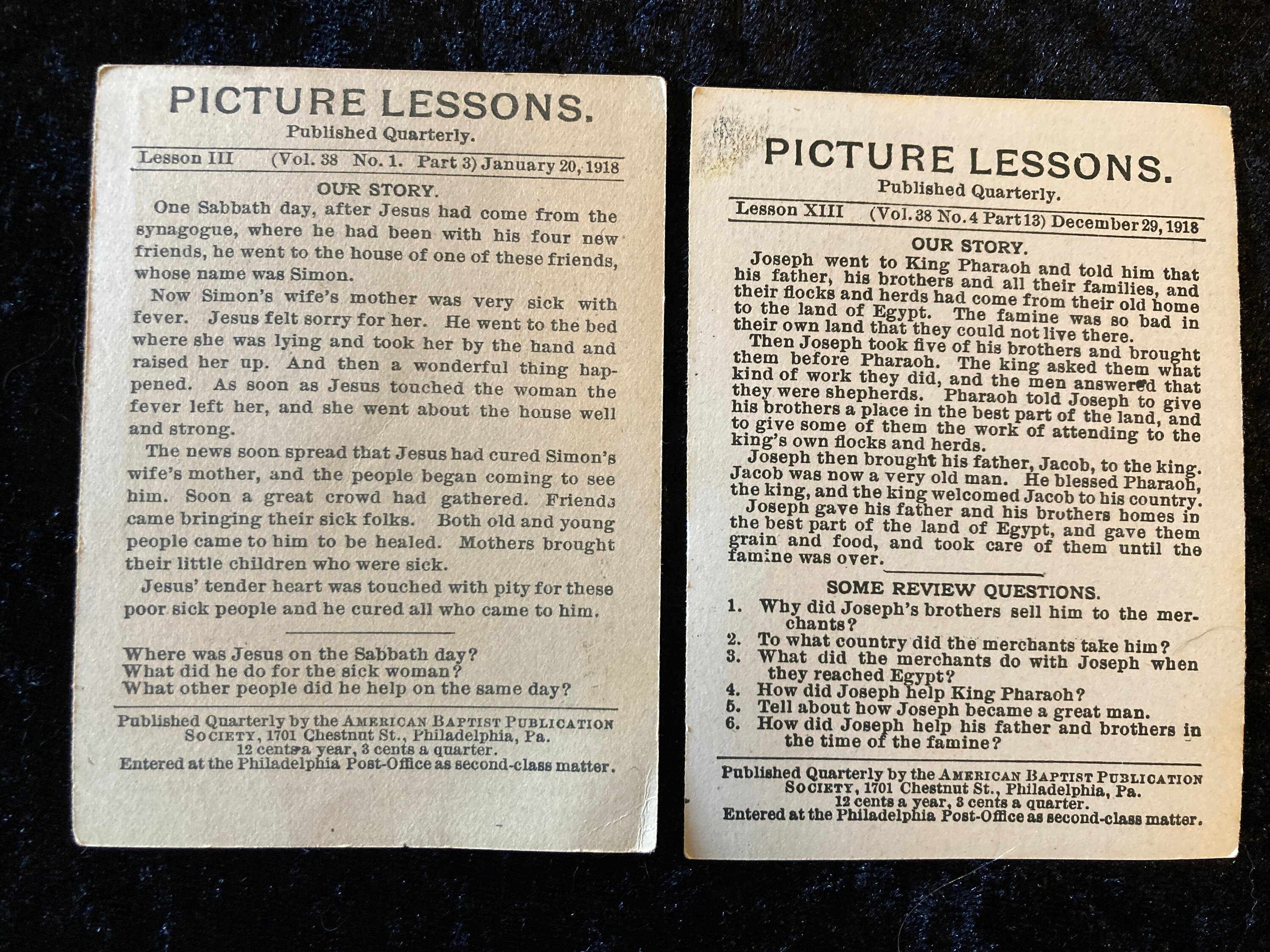 10 Vintage Picture Lesson Cards by Providence Lithograph Co. 1918, 1919 ...