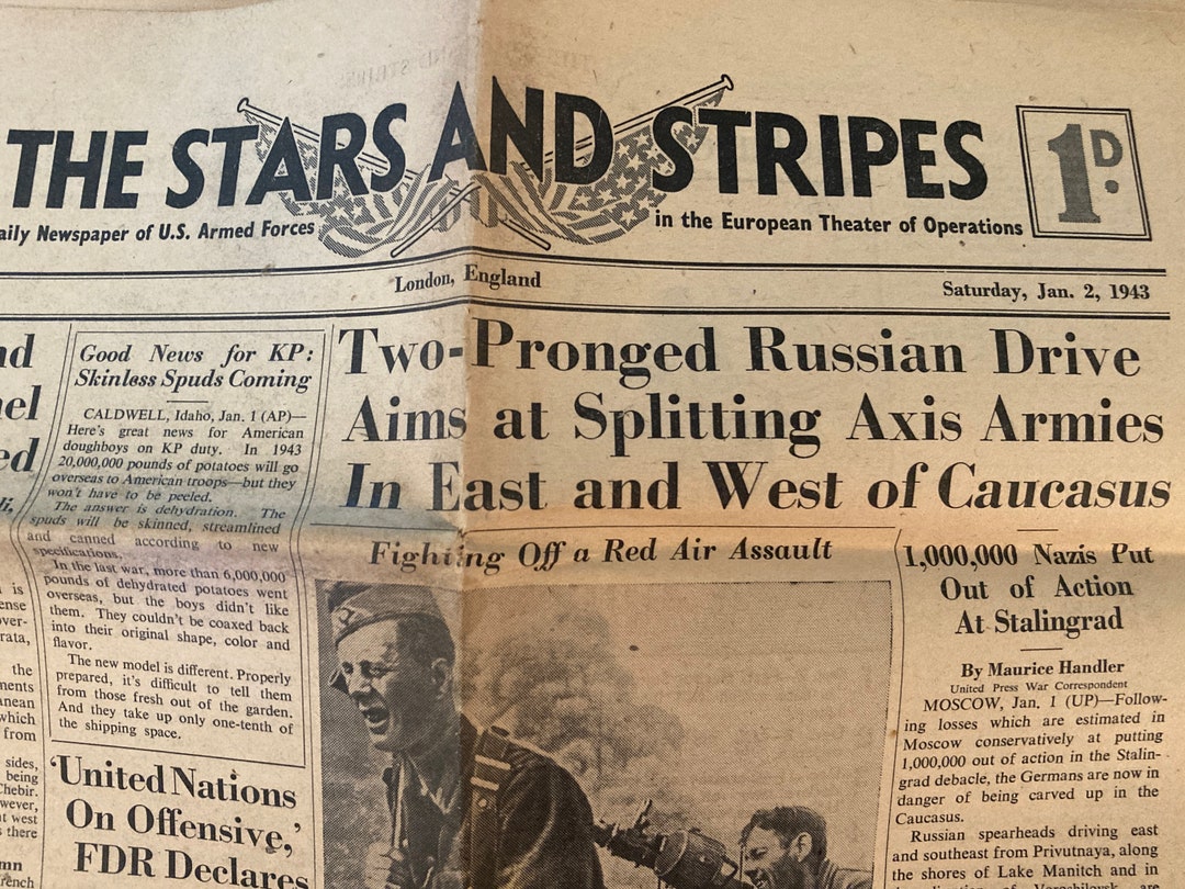 WWII Stars and Stripes Newspaper – January 2, 1943, London Edition - Etsy