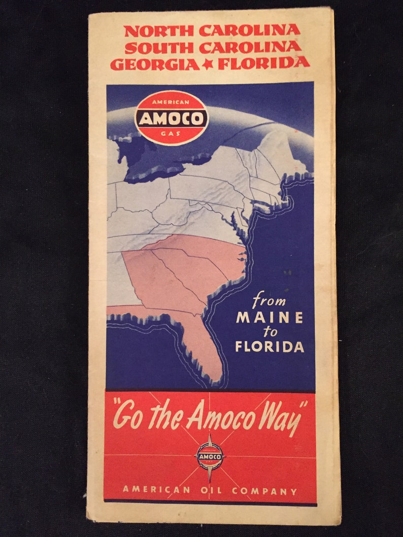 Amoco Road Map - North Carolina, South Carolina, Georgie, Florida ...
