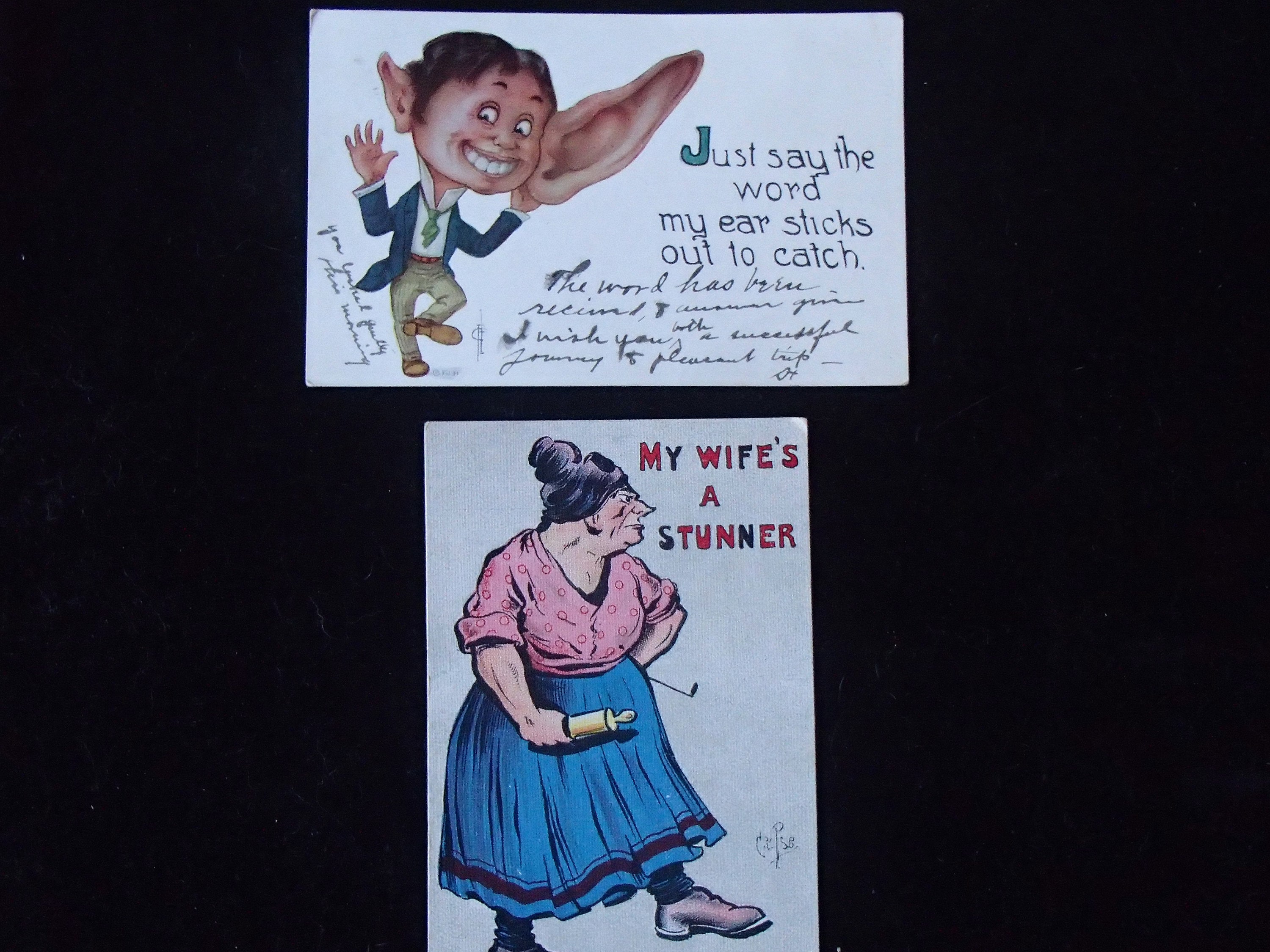 2 Vintage Humorous Postcards Signed 1911 item PC049 - Etsy UK