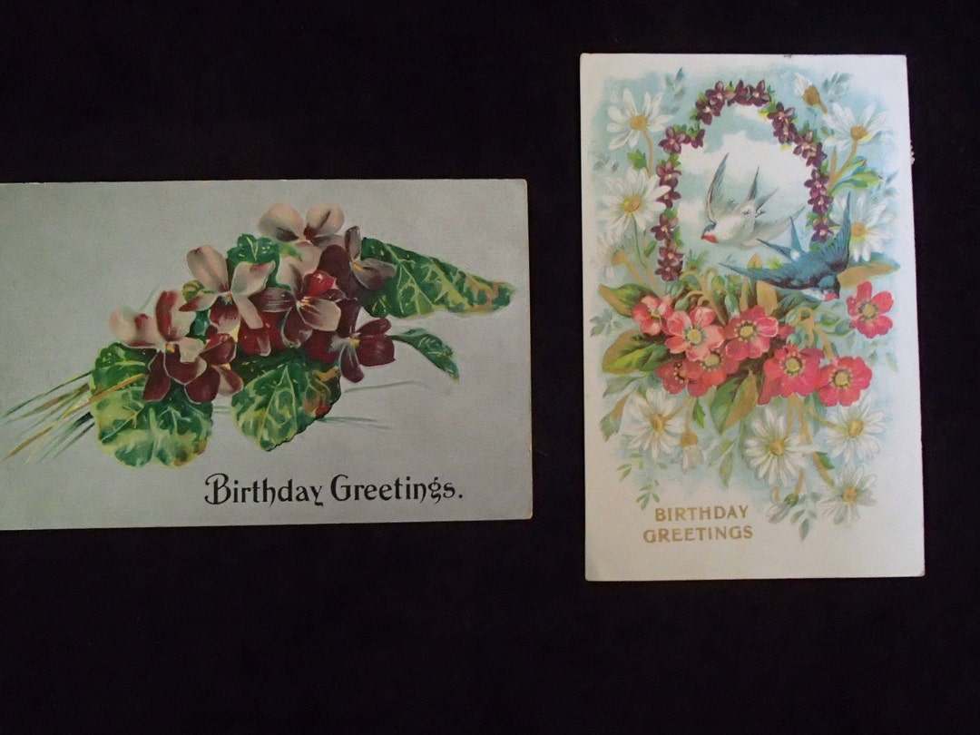 2 Antique Happy Birthday Post Cards Posted and Canceled 1909 item PC011 ...