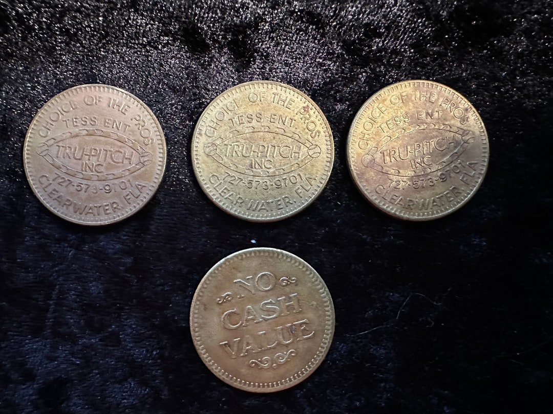 Vintage Brass Batting Cage Tokens - Tru-pitch + 1 - Clearwater Florida ...