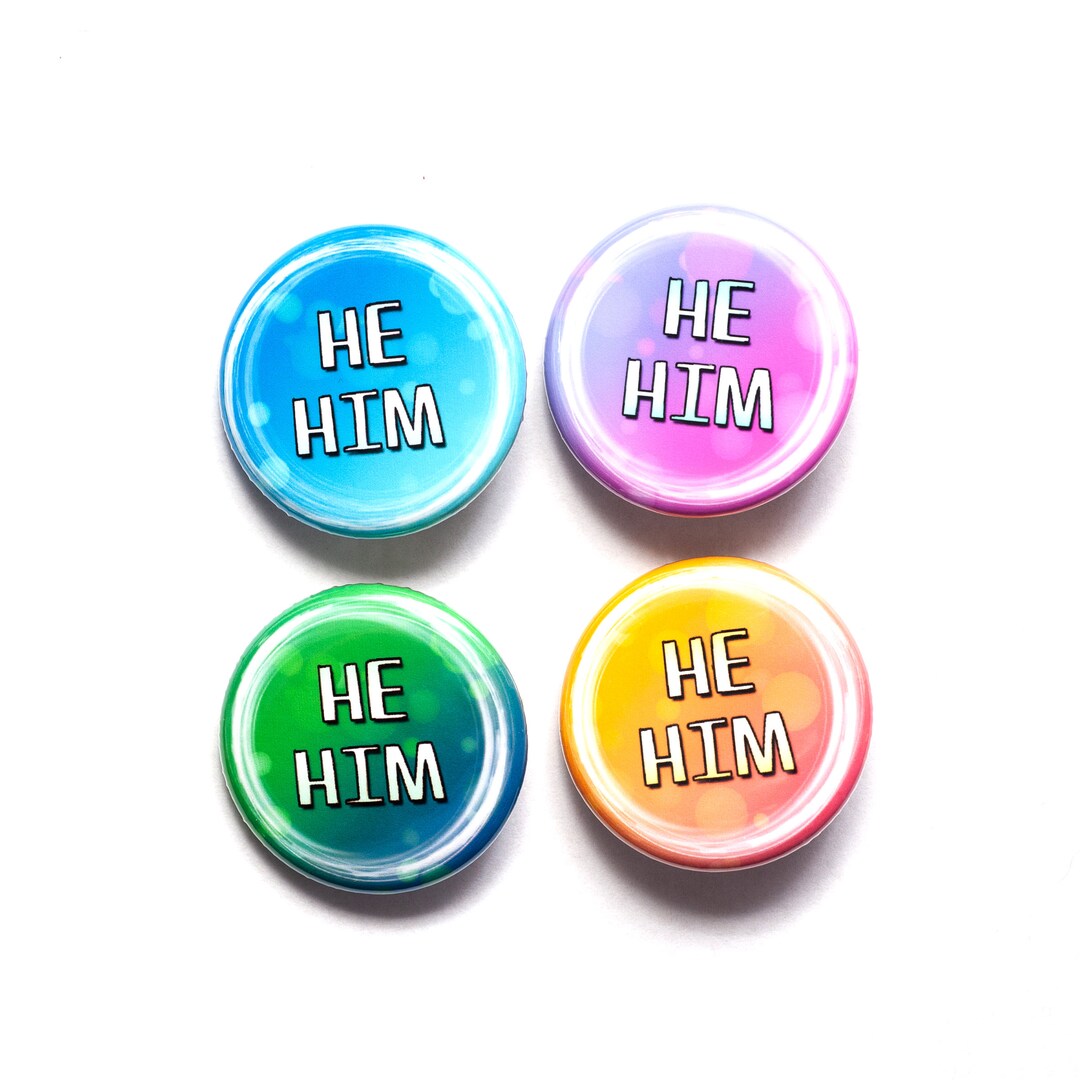 He/him Pronoun Buttons - Etsy