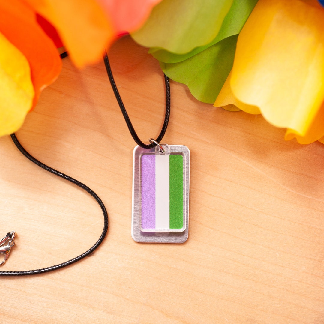 Genderqueer pride flag necklace lgbt dog tag necklace - Etsy.de