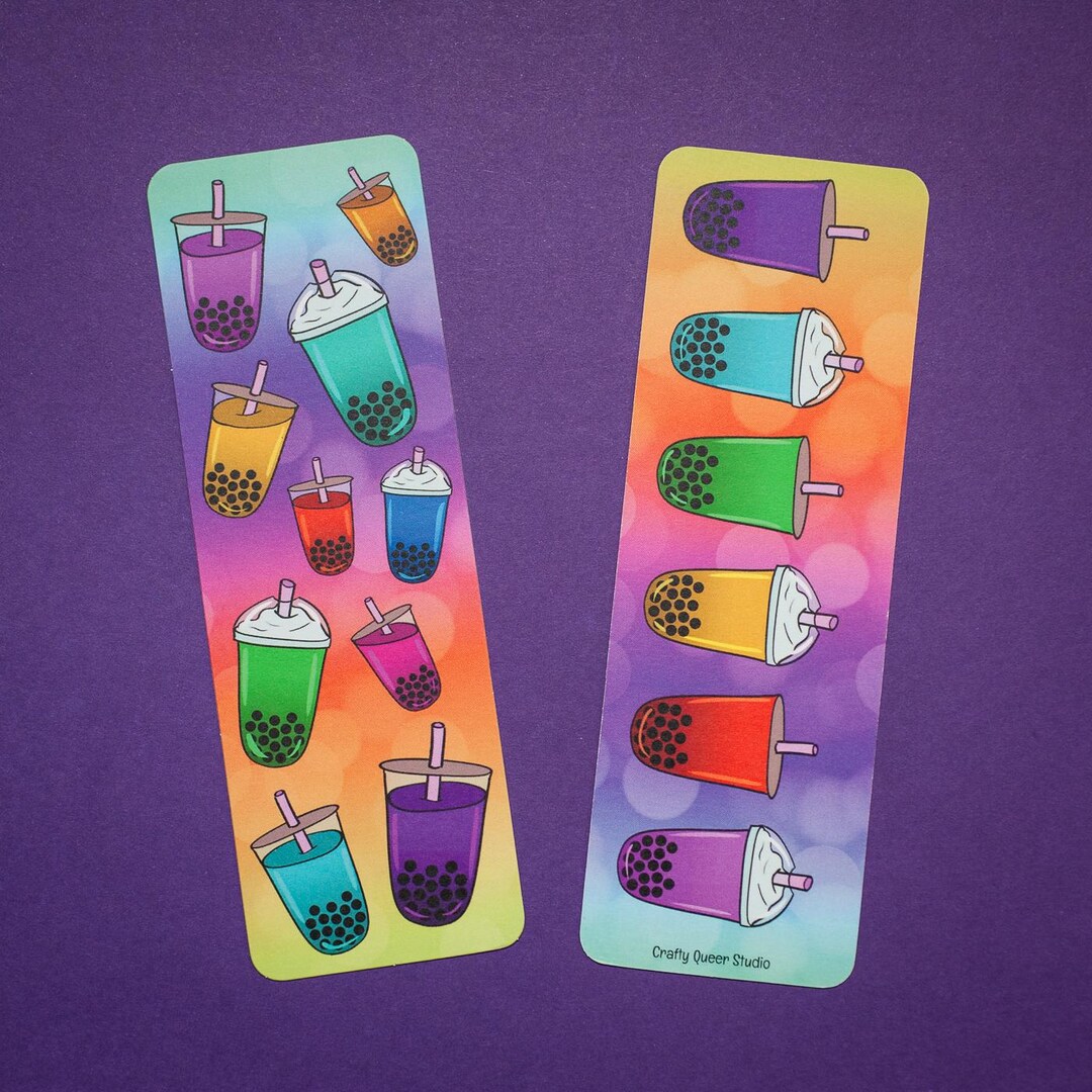 Bubble Tea - Colorful Illustrated Bookmark - Etsy