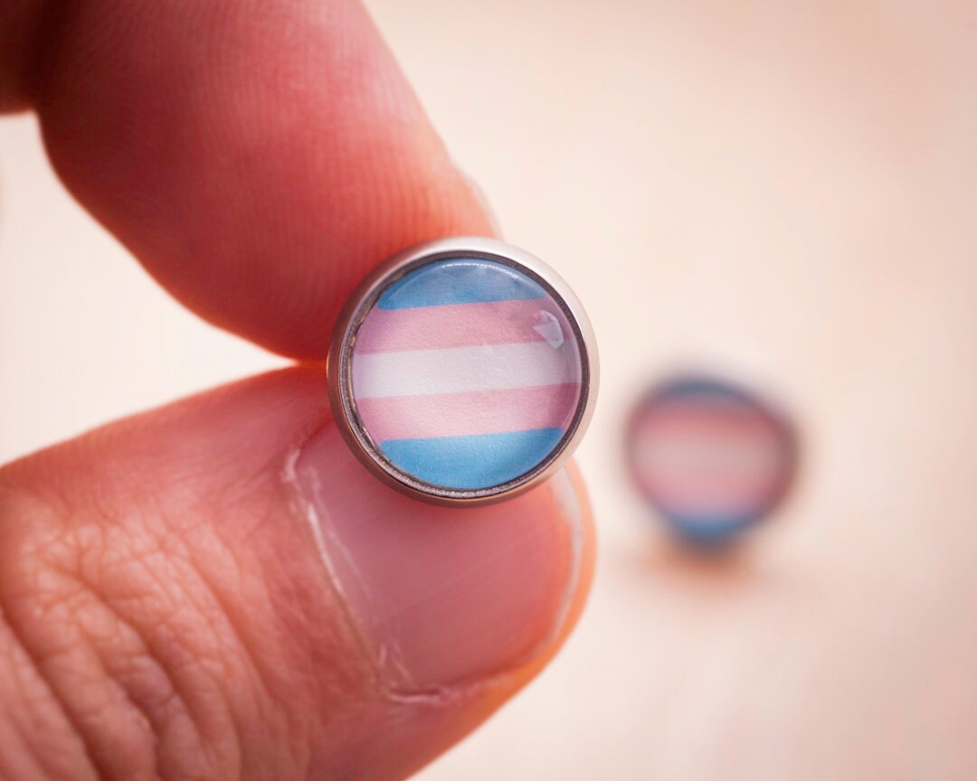 Transgender Pride Earrings Transgender Flag Stud or - Etsy