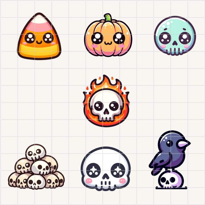 Kawaii Halloween Characters Clipart, Cute Halloween Monsters | Spooky ...