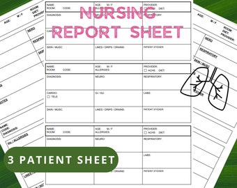 Nursing Report Sheets Multiple Patients - Etsy