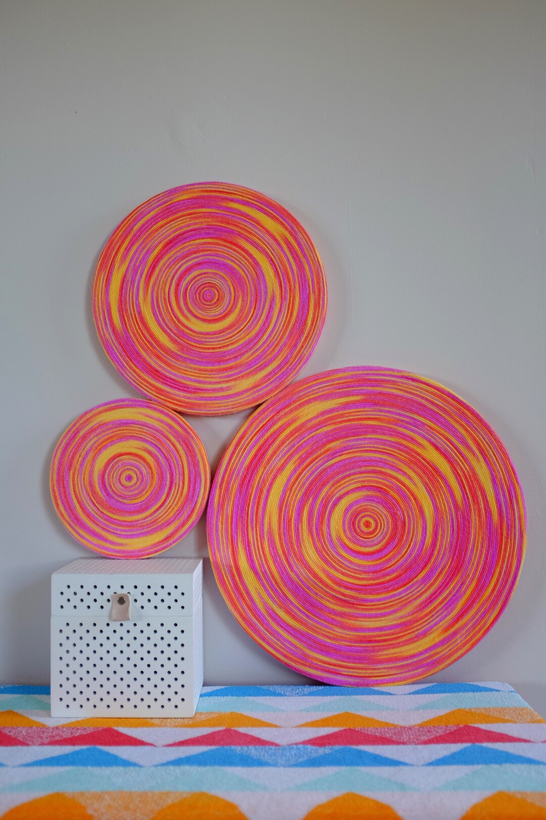 Joy Fibre Art 3 Piece Circular Wall Hangings Yarn Art Contemporary Wall ...