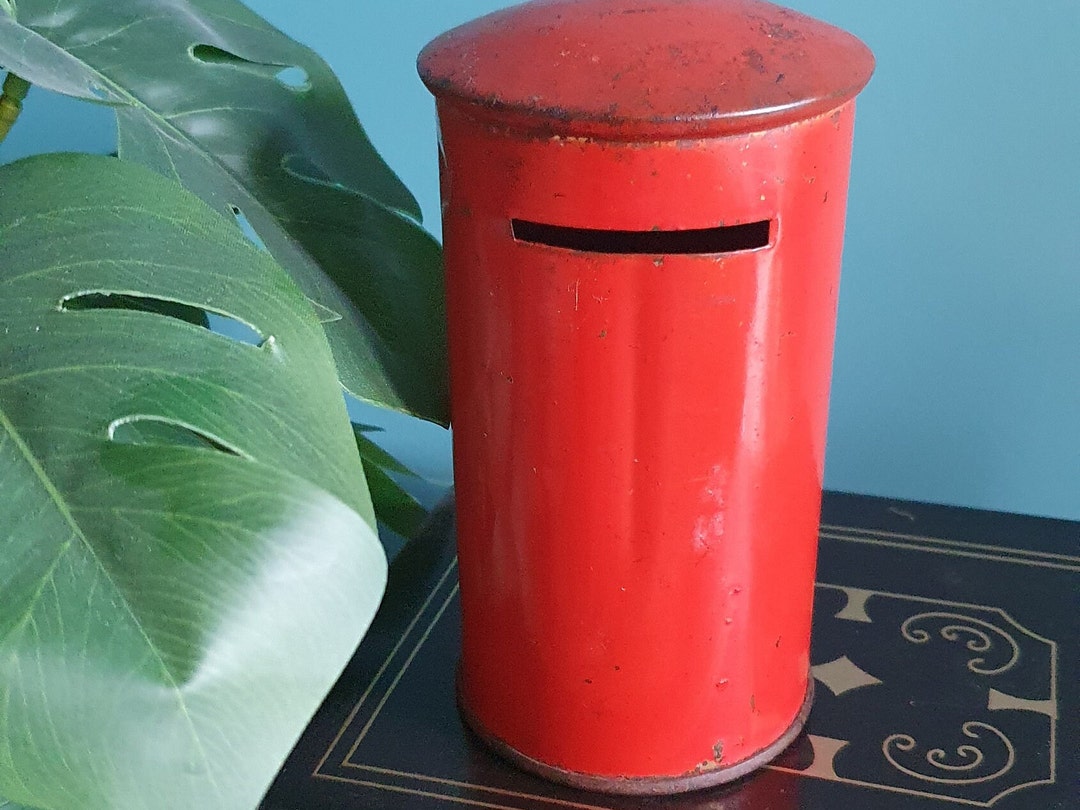 Red, Victorian Tinplate Money Box - Etsy