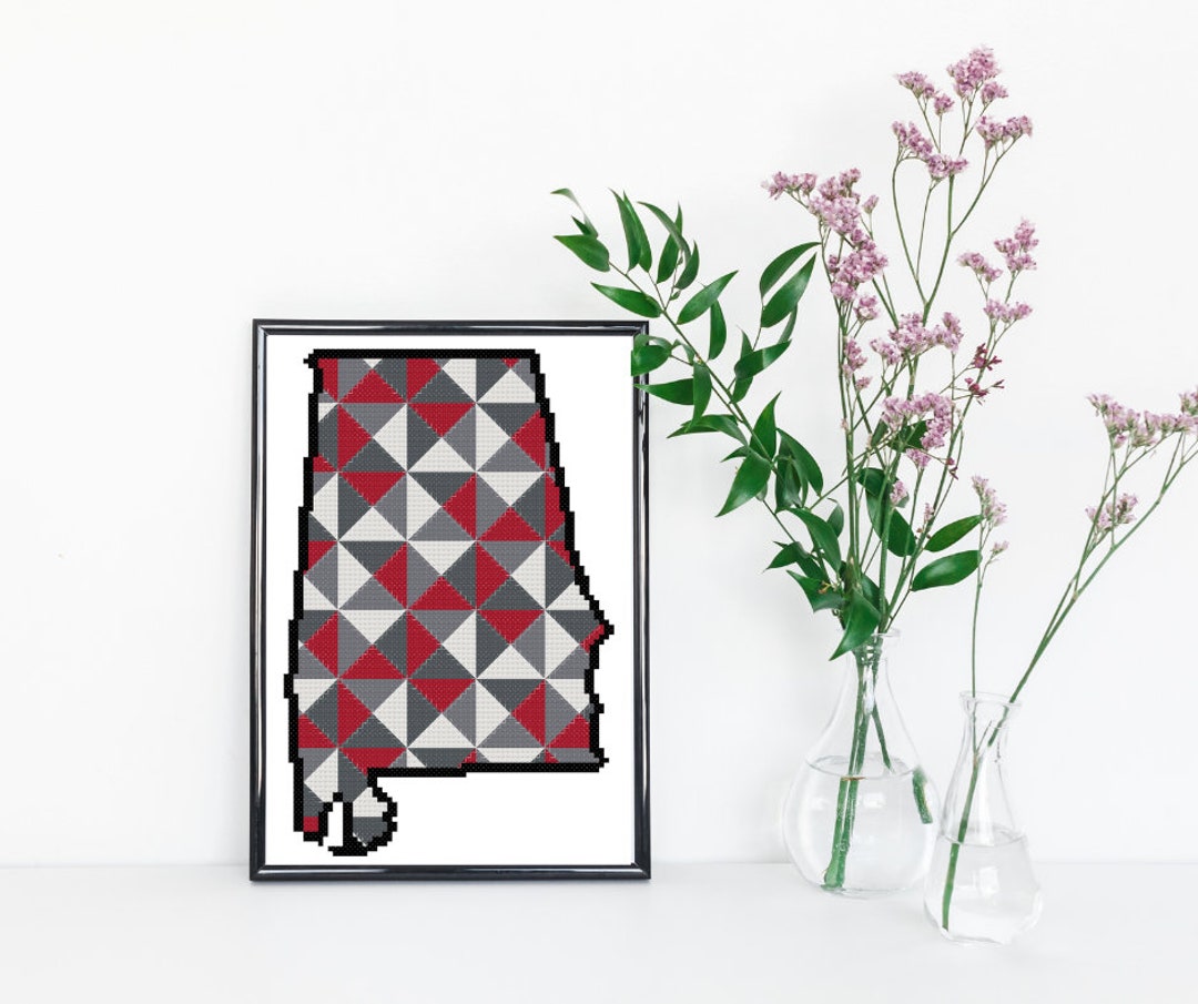 Alabama Digital Cross Stitch Pattern, Alabama Crimson Tide Cross Stitch ...
