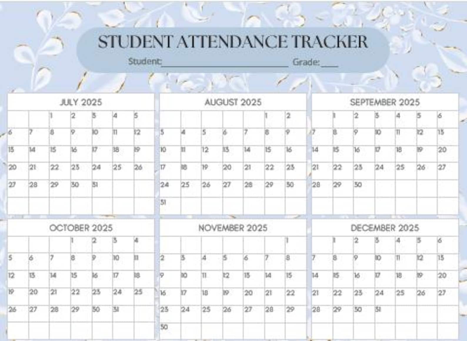 2025-26 Homeschool Attendance Tracker, Digital Download Student ...