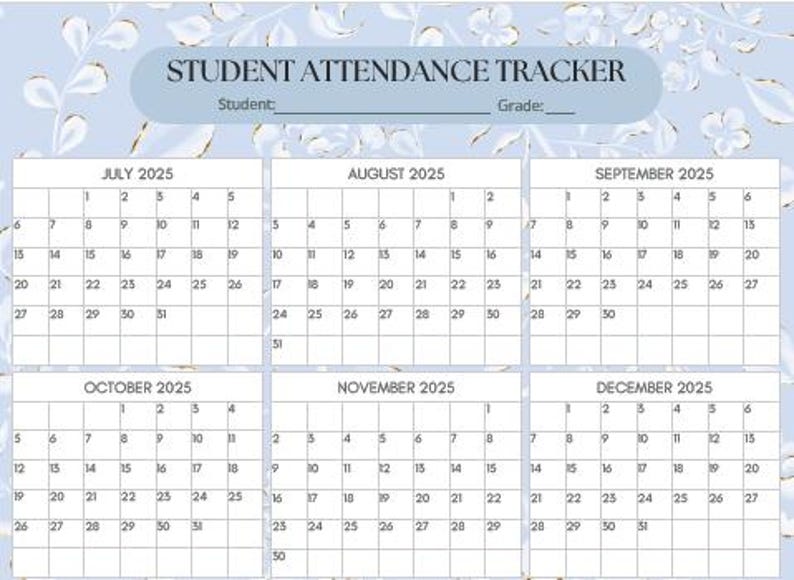 2025-26 Homeschool Attendance Tracker, Digital Download Student ...
