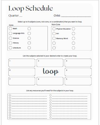 Homeschool Loop Schedule Printable Page, Loop Schedule Planner ...