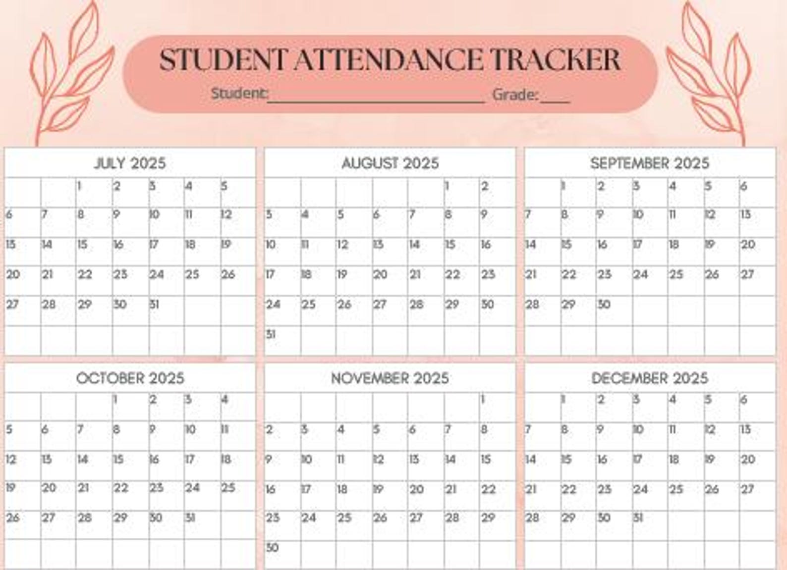 2025-26 Homeschool Attendance Tracker, Digital Download Student ...