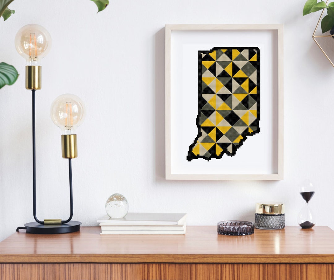 Indiana Digital Cross Stitch Pattern, Indiana Purdue Cross Stitch ...