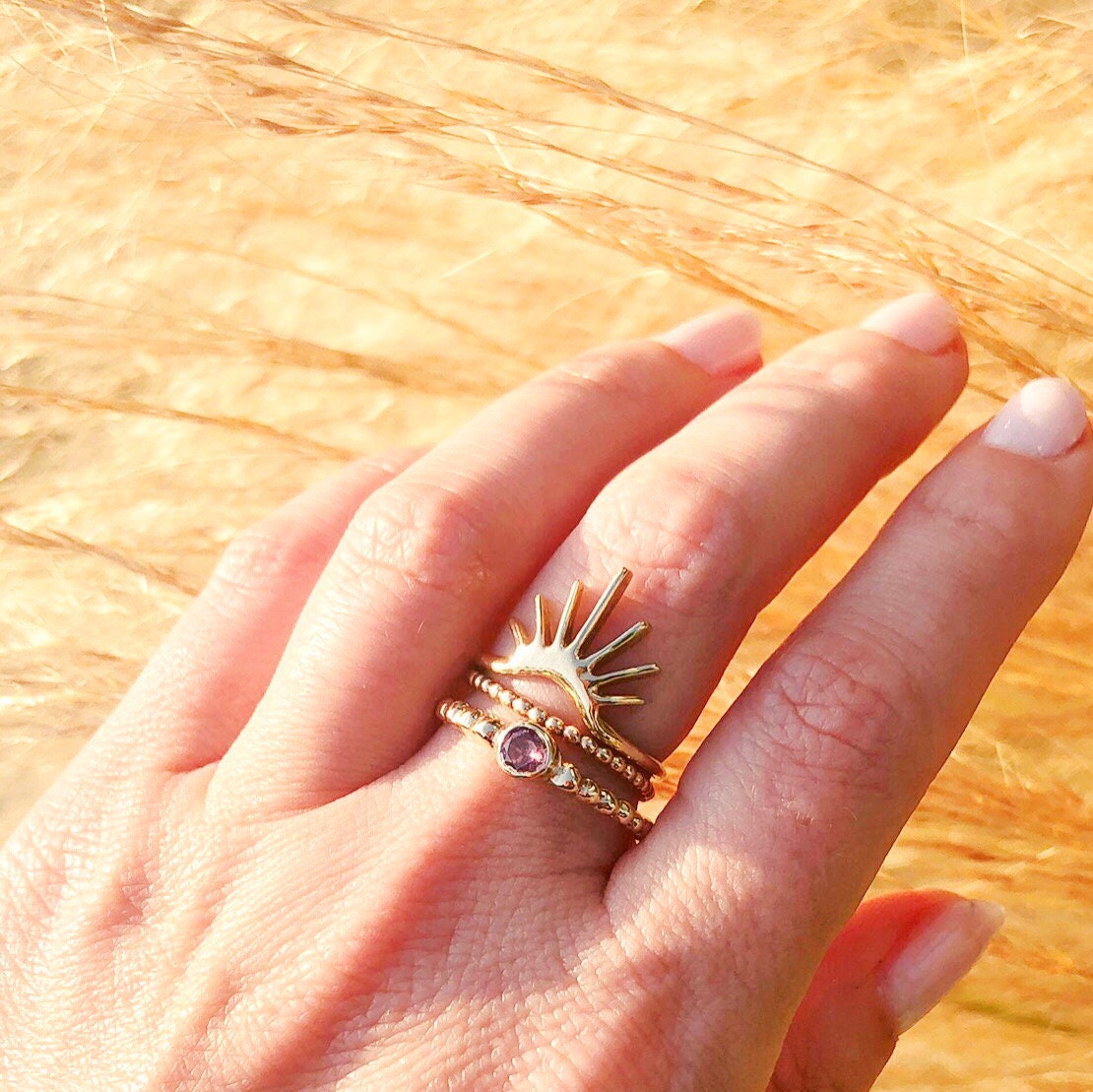 Horizon Ring/ Sun Ray Ring/ Sun Ring/ Gold Stacking Ring - Etsy