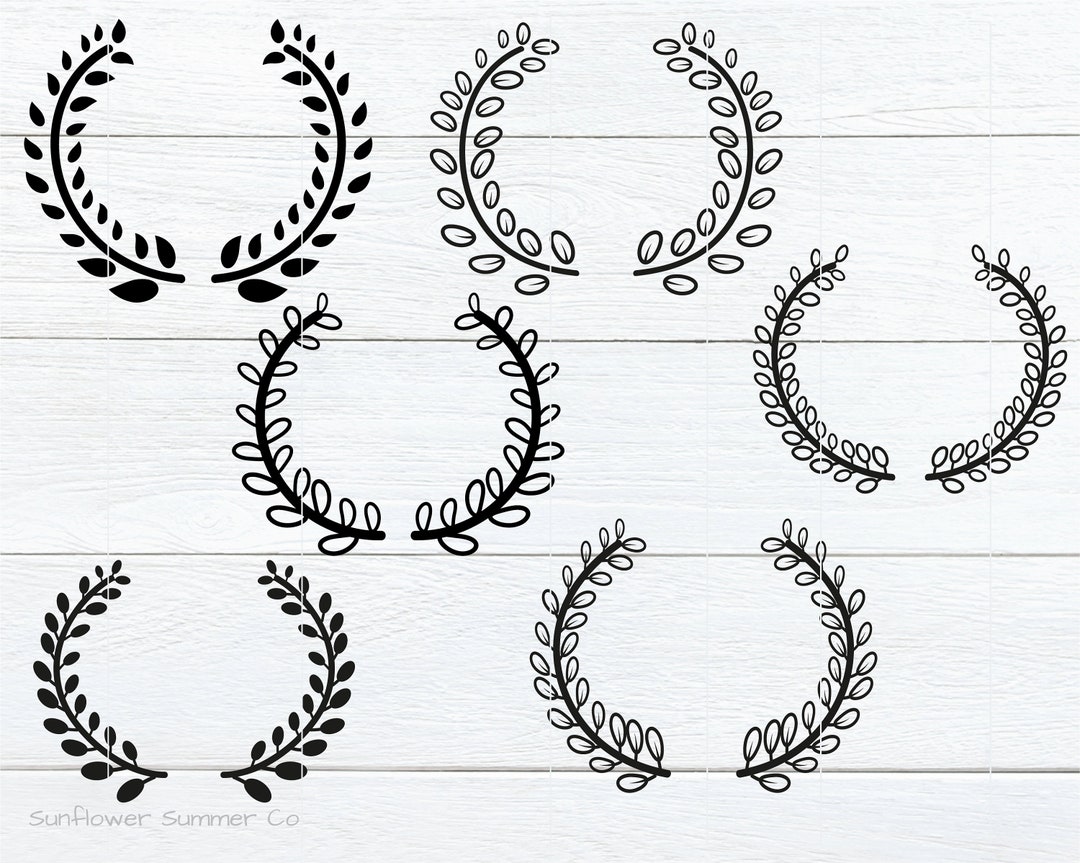 Laurel SVG, Laurel Krans svg, monogram frame svg, bladeren svg, blad ...