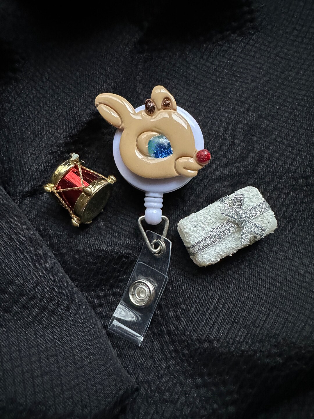 Rudolph the Reindeer Tan W/glitter ~ Made of Polymer Clay ~ Retractable ...