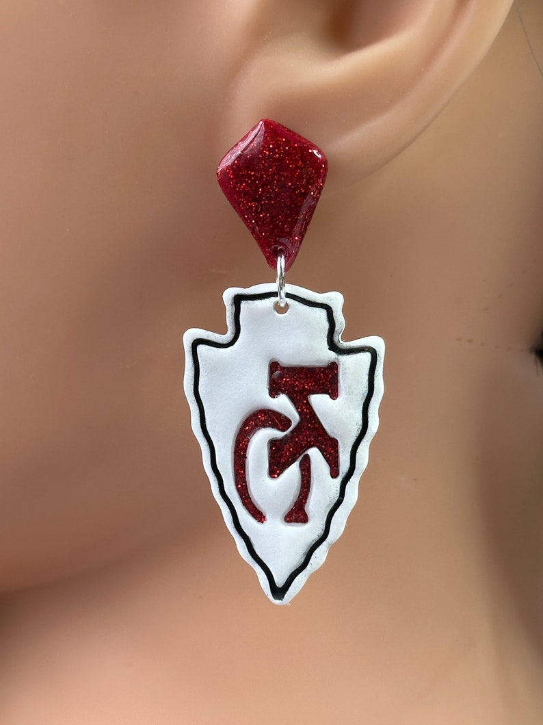 Kansas City Chiefs Football Earrings Handmade With Polymer Clay - Etsy