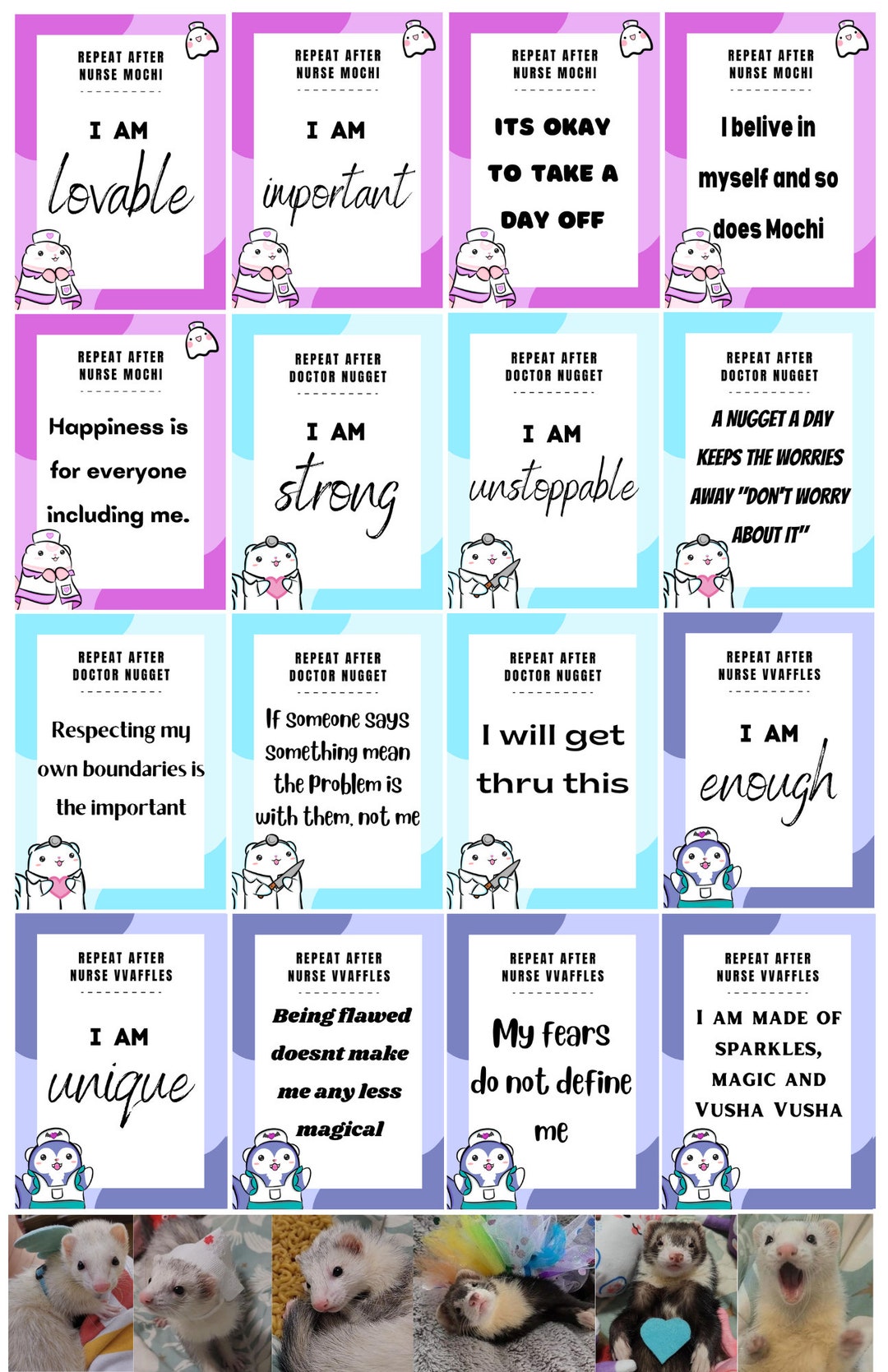 FERRET AFFERMATION CARDS - Etsy