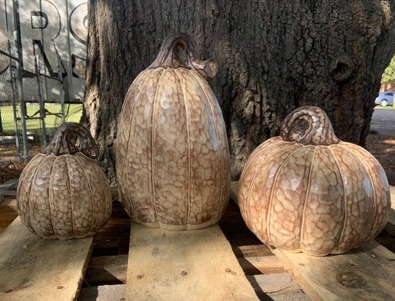 Set of Stoneware Pumpkins - Etsy