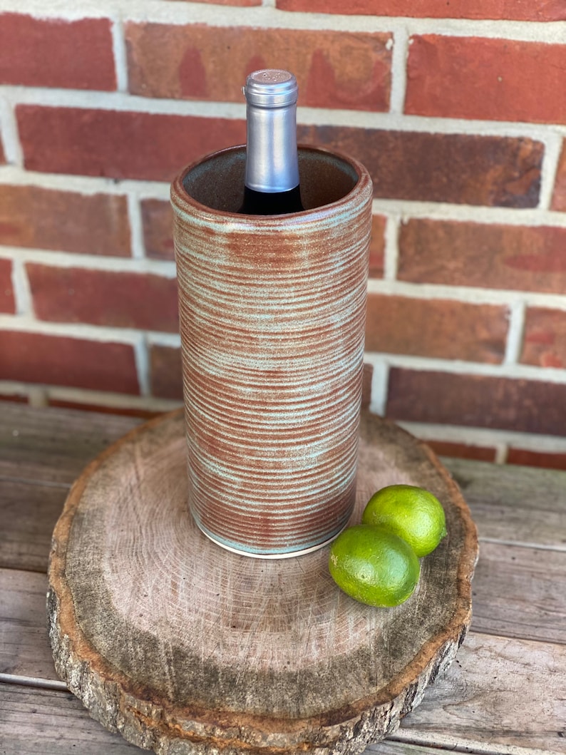 Stoneware Wine Chiller/ Utensil Holder - Etsy